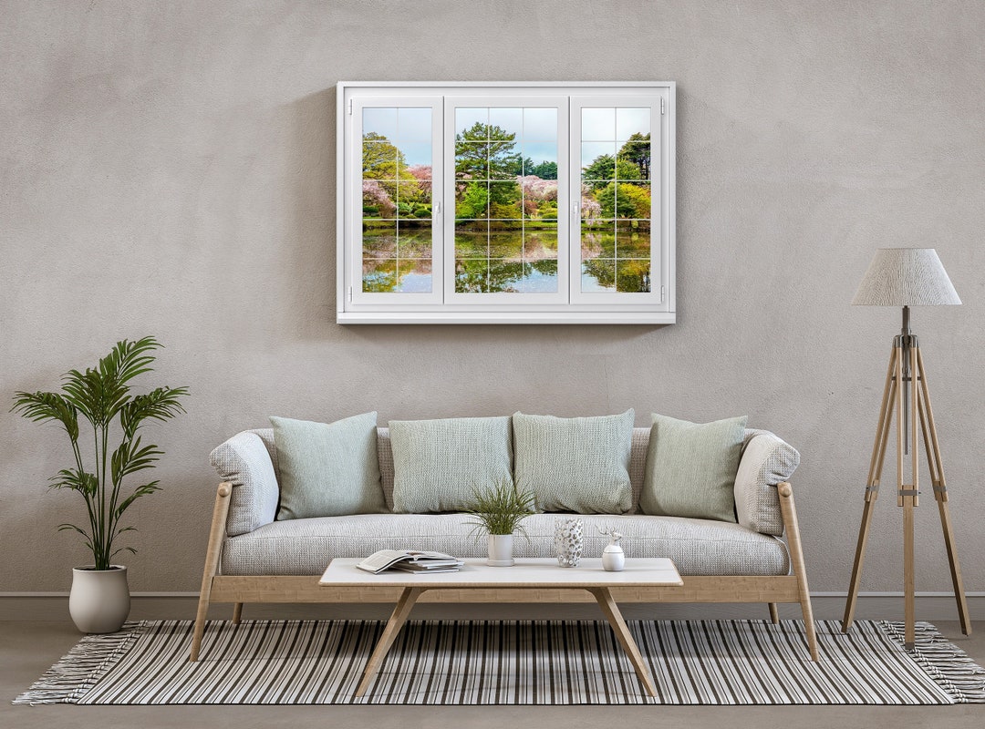 Japanese Garden Window View, Japan Nature Canvas Art, Landscape ...