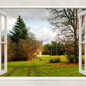 Country Landscape Window View Art Printed on Canvas, Estonia Landscape ...