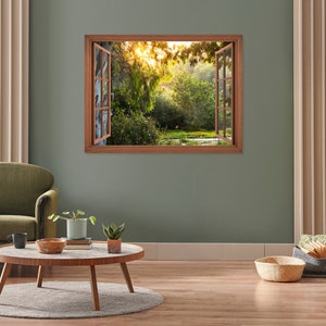 Golden Sunset Forest View Through Window - Nature Wall Art Print - Home ...