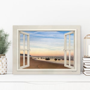 Window View of the Mediterranean Sea at Sunrise Printed on | Etsy