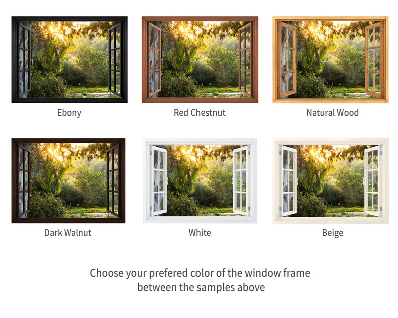 Golden Sunset Forest View Through Window - Nature Wall Art Print - Home ...