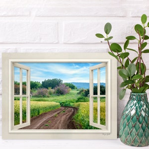 Window View Print on Canvas Open Window Wall Art Framed Fake | Etsy