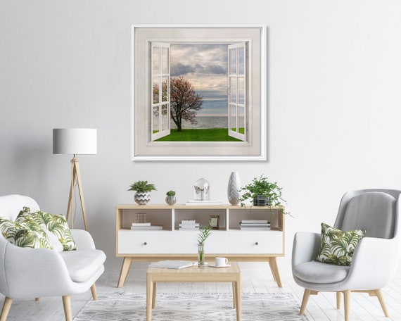Floating Frame Canvas Print Window View Canvas Art Window | Etsy