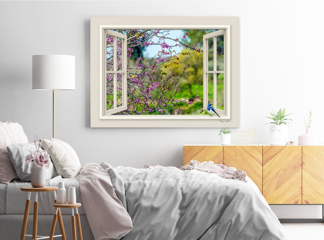 Pink Blossom Tree Canvas Print: 3D Window View, Nature Wall Art - Etsy