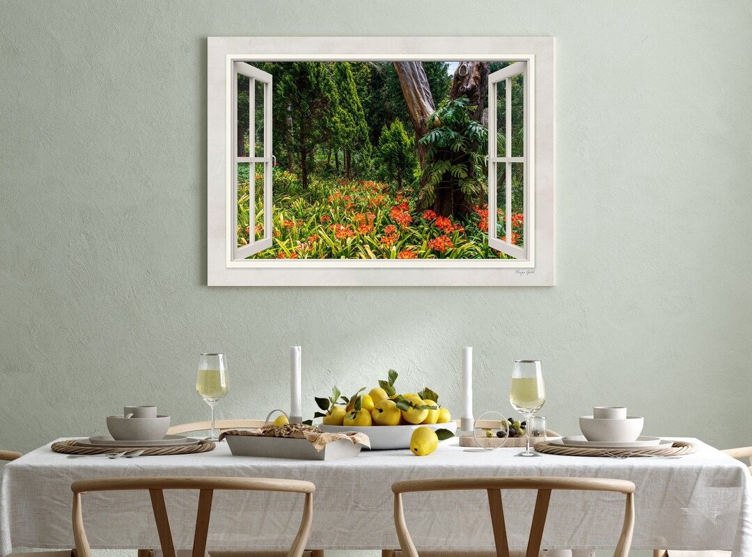 Window View Wall Décor, Green Nature Wall Art, Fake Window Picture ...