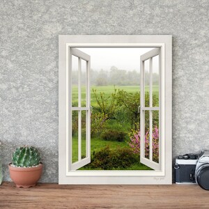Tuscany Garden Window View Canvas Art Print, Large Open Window Canvas ...