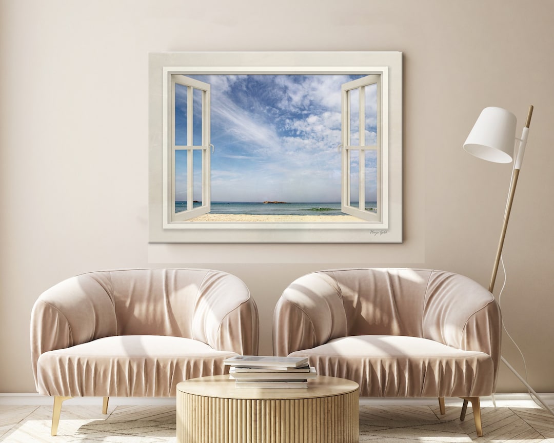 Mediterranean Sea Window View Canvas - Israeli Coastal Landscape Art - Etsy