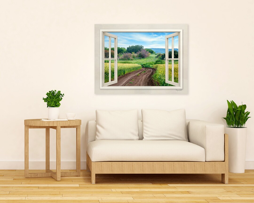 Window View Print on Canvas Open Window Wall Art Framed Fake - Etsy
