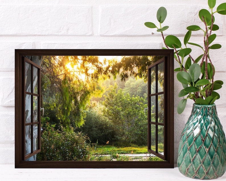 Sunset Forest Canvas Wall Art – Faux Window View - Etsy