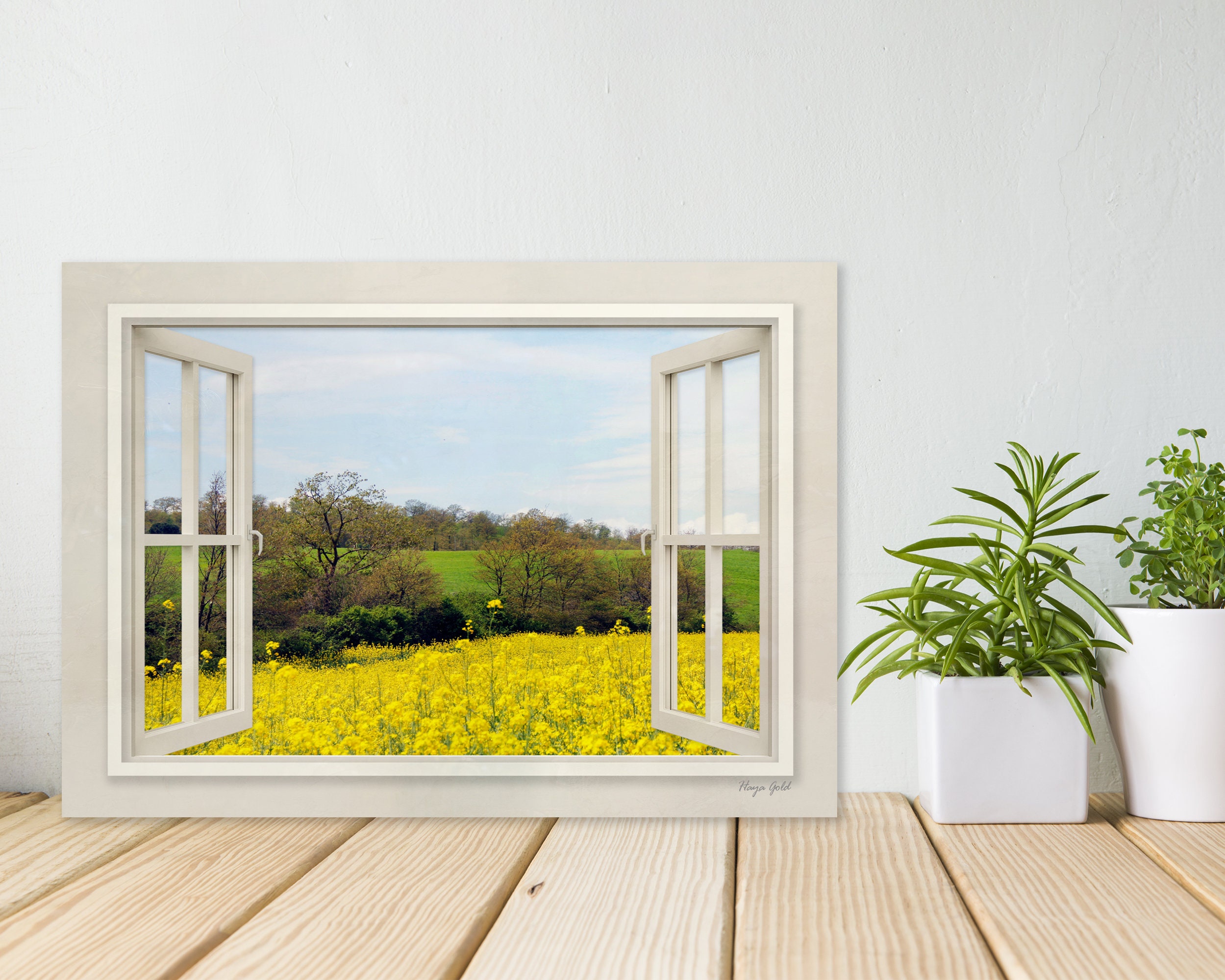 Window Frame Wall Decor Country Canvas Wall Art Tuscany Wall | Etsy