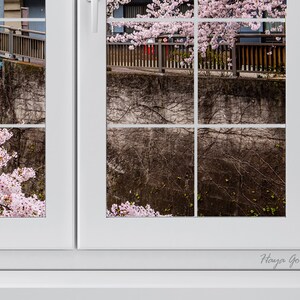 Large Canvas Art Print, 3D Window View of Sakura Trees in Japan, Pink ...