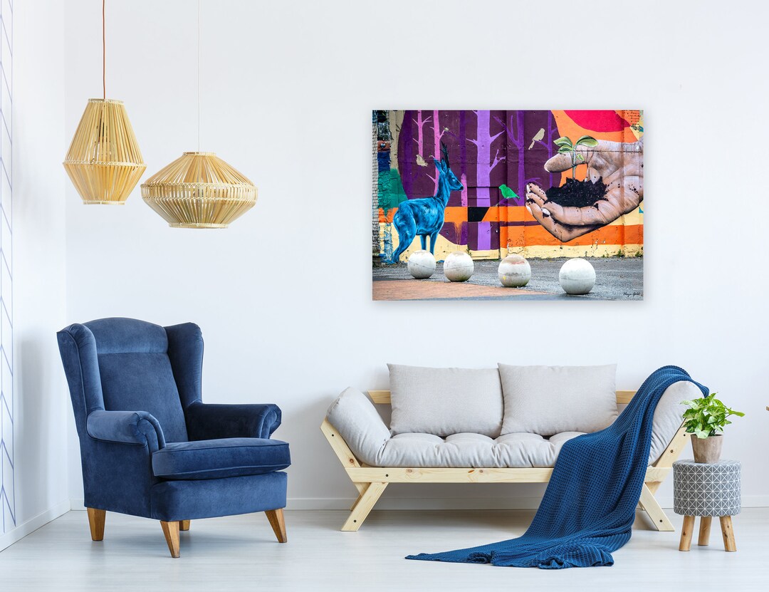 Rainbow Color Street Art Photography Print, Mural Art Photography Blue ...