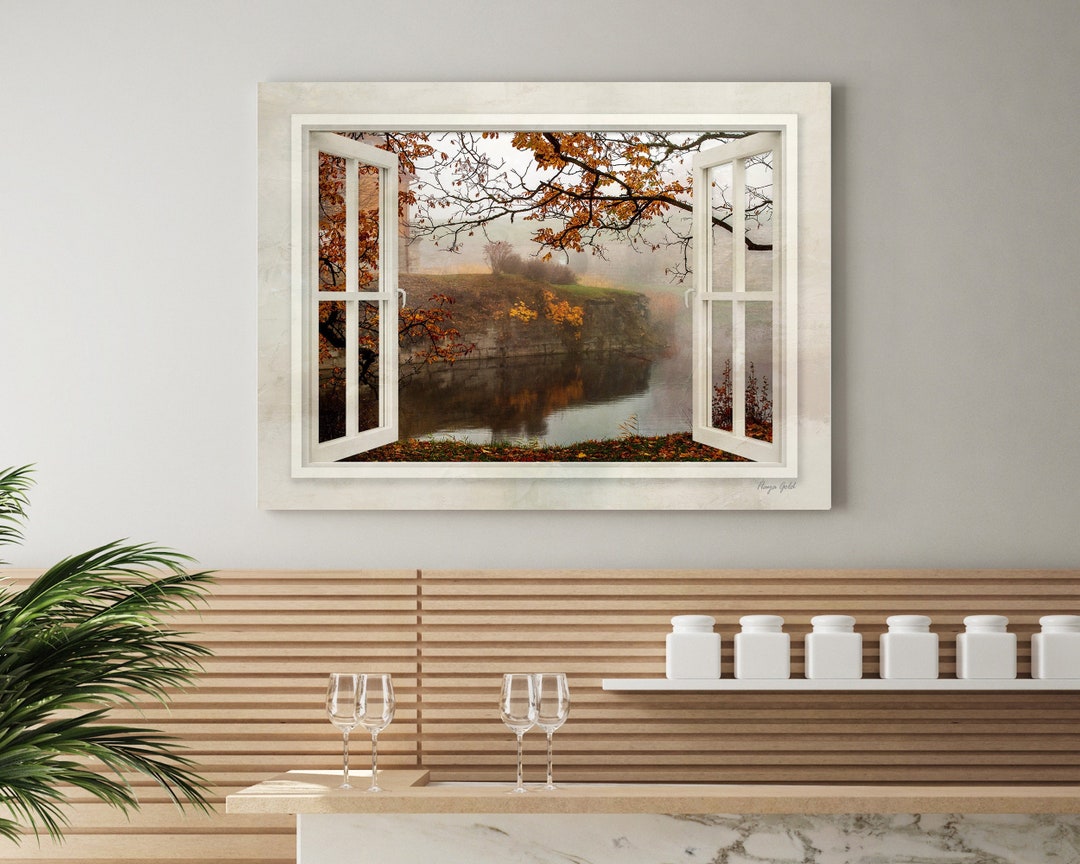 Fall Foliage Window View Wall Art | Travel Photography Print on Canvas ...