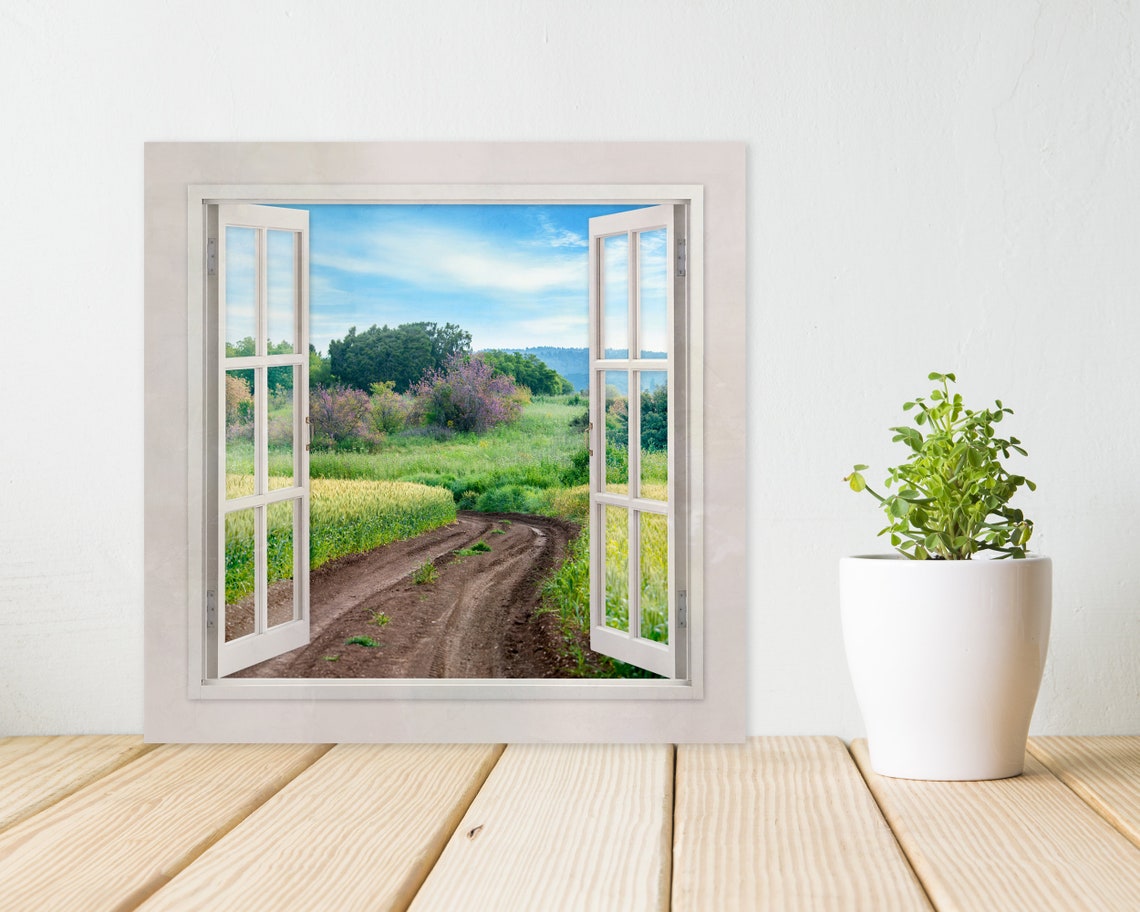 Window View Print on Canvas Open Window Wall Art Framed Fake | Etsy