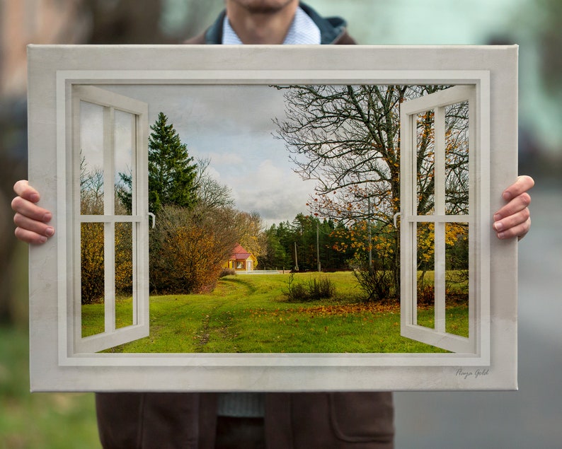 Country Landscape Window View Art Printed on Canvas Estonia - Etsy