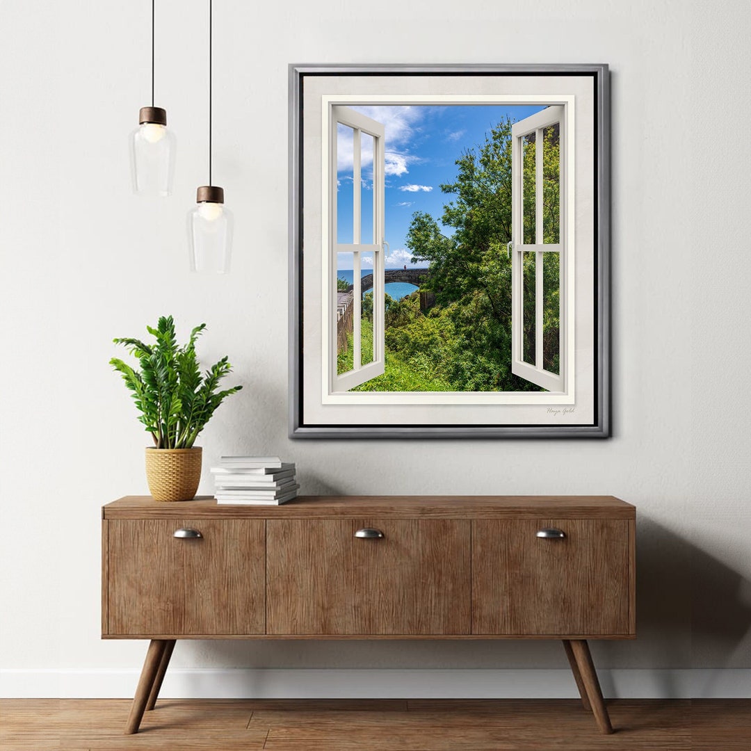 Vertical Green & Blue Landscape Window View Print, Madeira Island ...