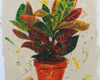 Croton Art Print Tropical Leaves Kauai Croton Painting - Etsy