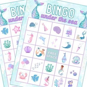 Mermaid BINGO- Under the Sea Themed BINGO Game- Digital Download- Print ...
