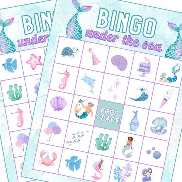 Mermaid BINGO Under the Sea Themed BINGO Game Digital Download Print at ...
