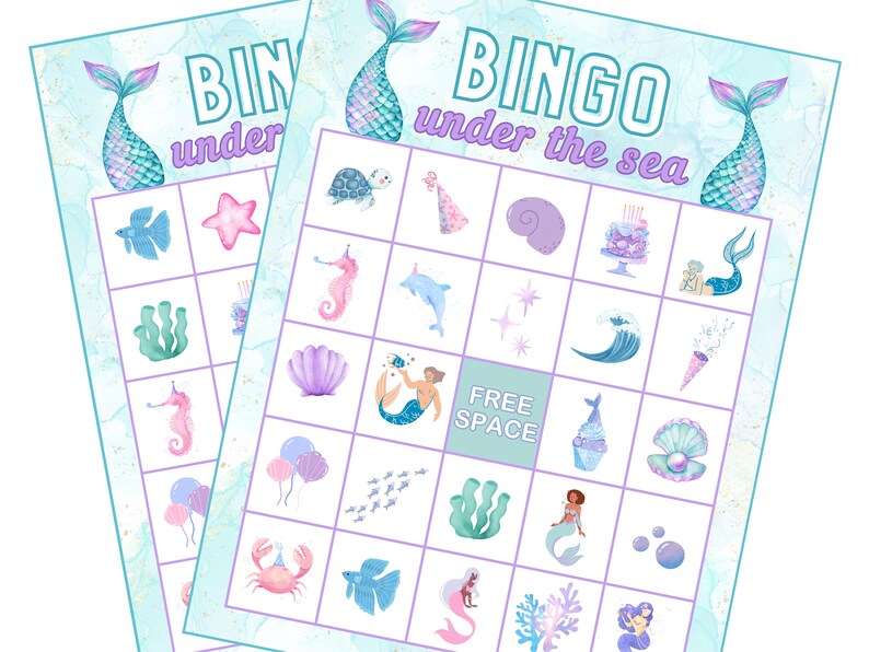 Mermaid BINGO- Under the Sea Themed BINGO Game- Digital Download- Print ...