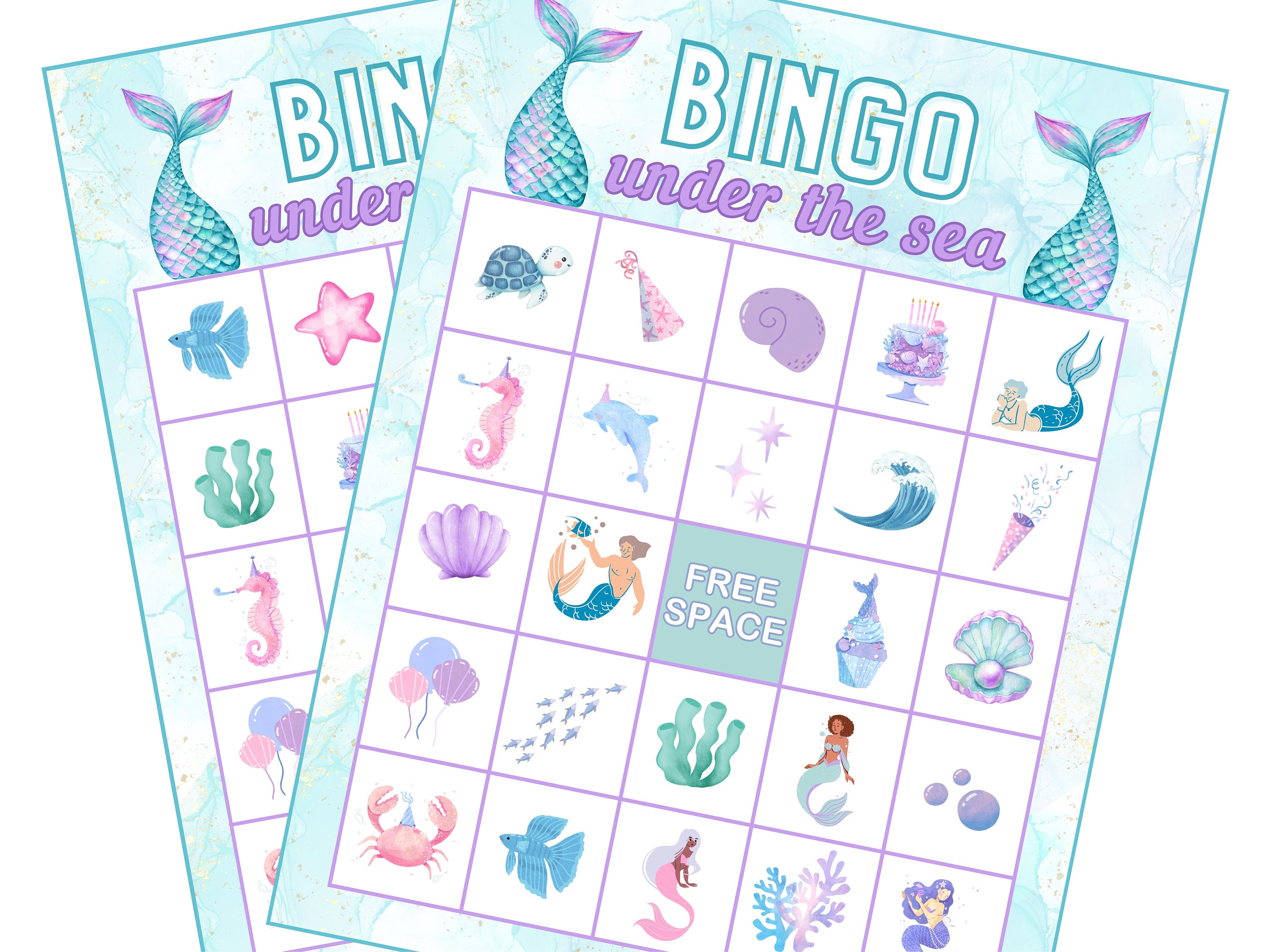 Mermaid BINGO- Under the Sea Themed BINGO Game- Digital Download- Print ...