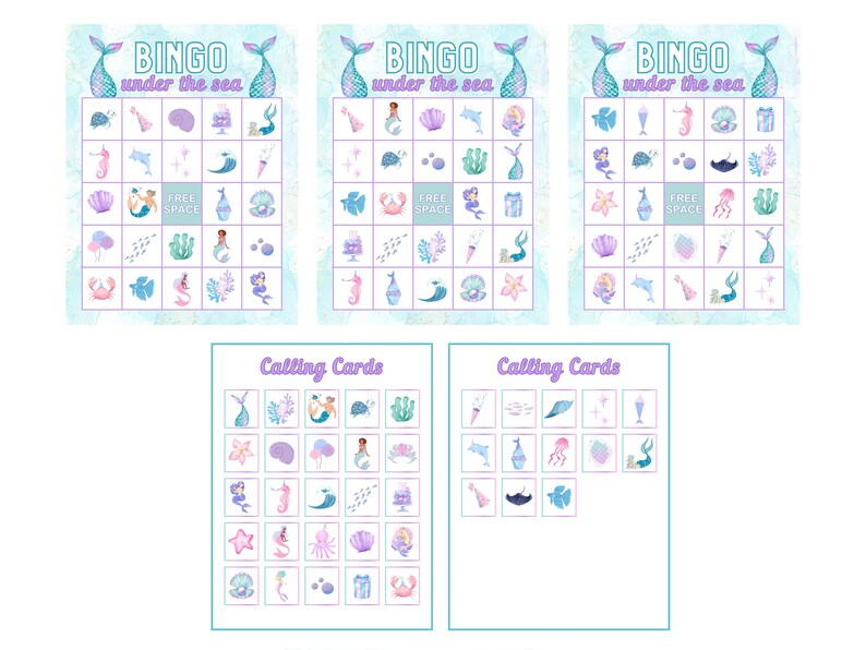 Mermaid BINGO- Under the Sea Themed BINGO Game- Digital Download- Print ...