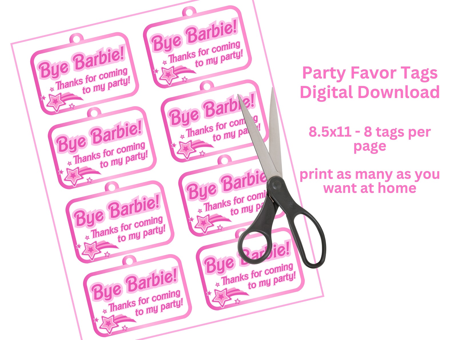 Bye Barbie Barbie Themed Party Fabvor Tags Digital Downloan File - Etsy