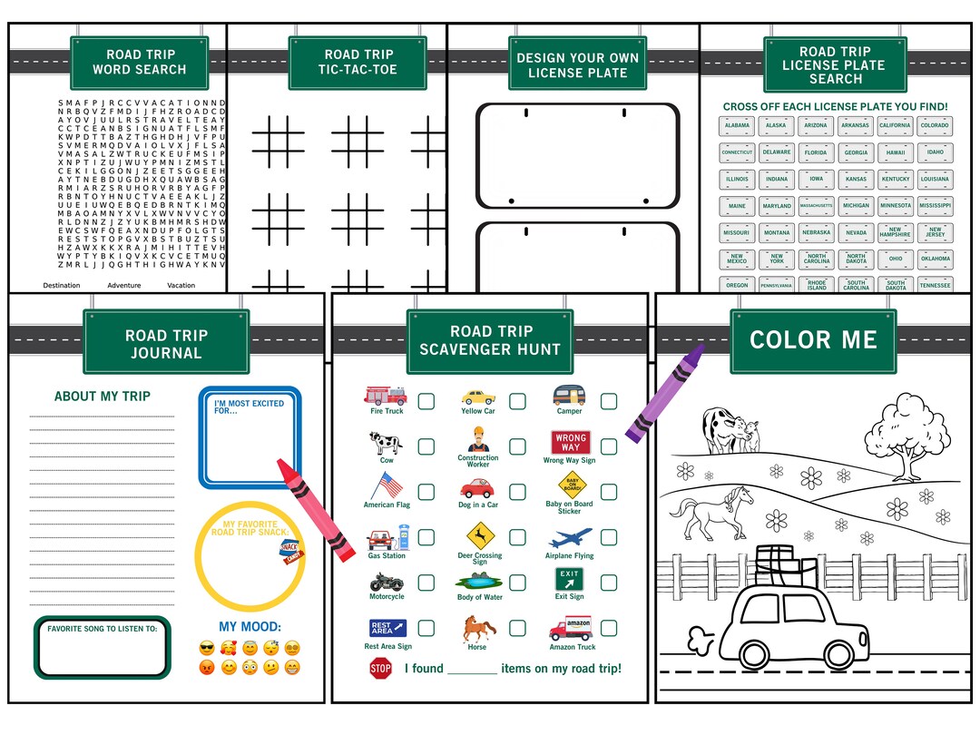 Road Trip Activity Pack- Printable- Digital Download- Scavenger Hunt ...