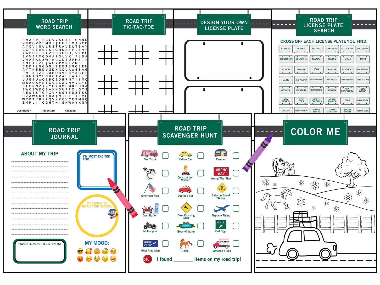 Road Trip Activity Pack- Printable- Digital Download- Scavenger Hunt ...