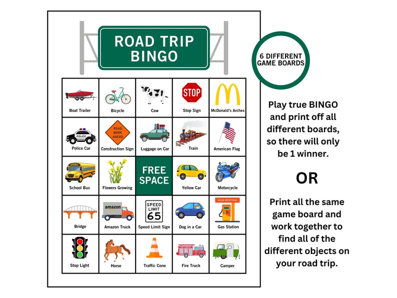 Roadtrip Bingo- Roadtrip Scavenger Hunt- Roadtrip Screen Free Activity ...