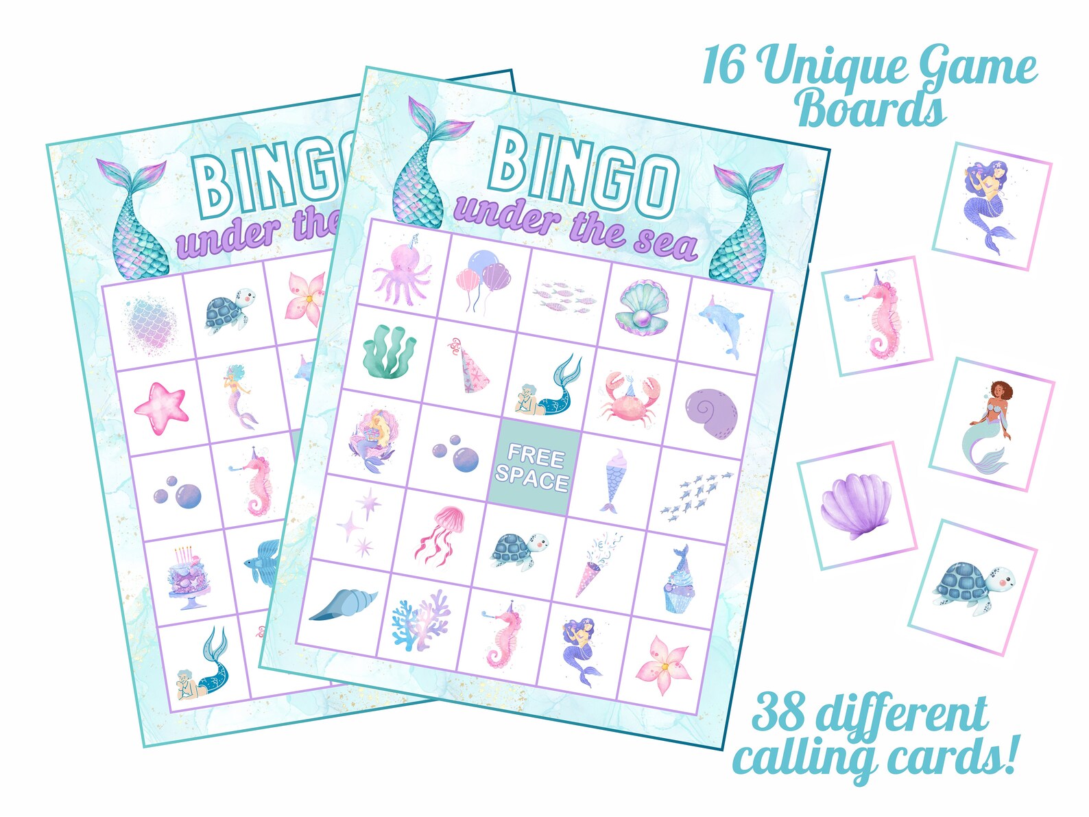 Mermaid BINGO- Under the Sea Themed BINGO Game- Digital Download- Print ...