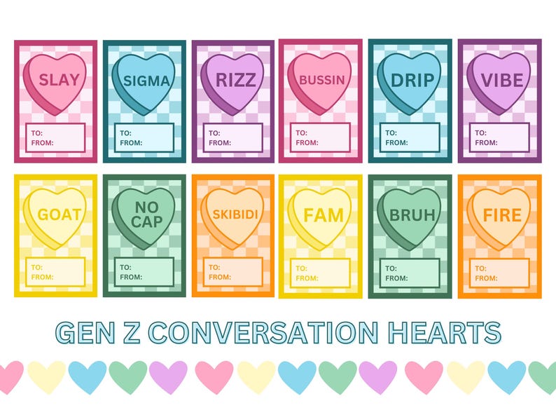 Gen Z Slang Candy Conversation Hearts- Valentine’s Day- School ...