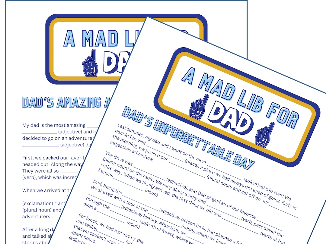 A Mad Lib for Dad- Father’s Day Printable- Digital Download - Etsy