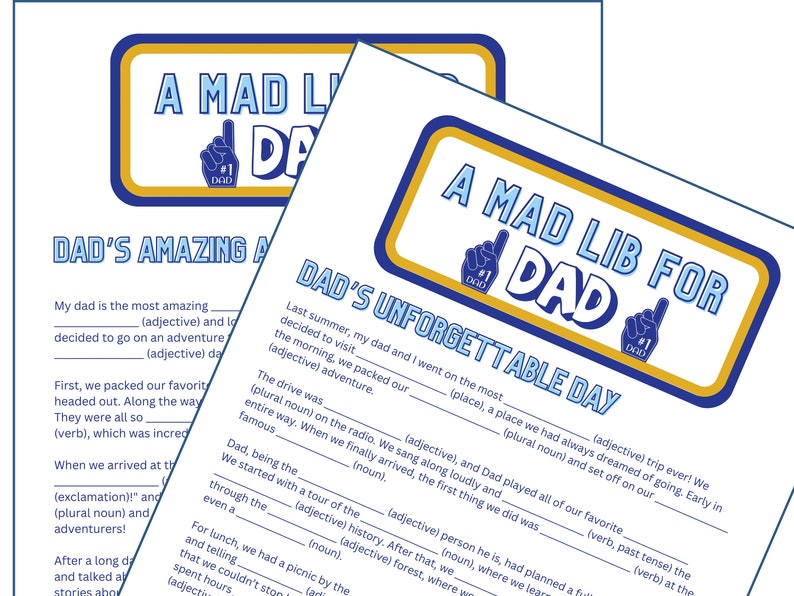 A Mad Lib for Dad- Father’s Day Printable- Digital Download - Etsy