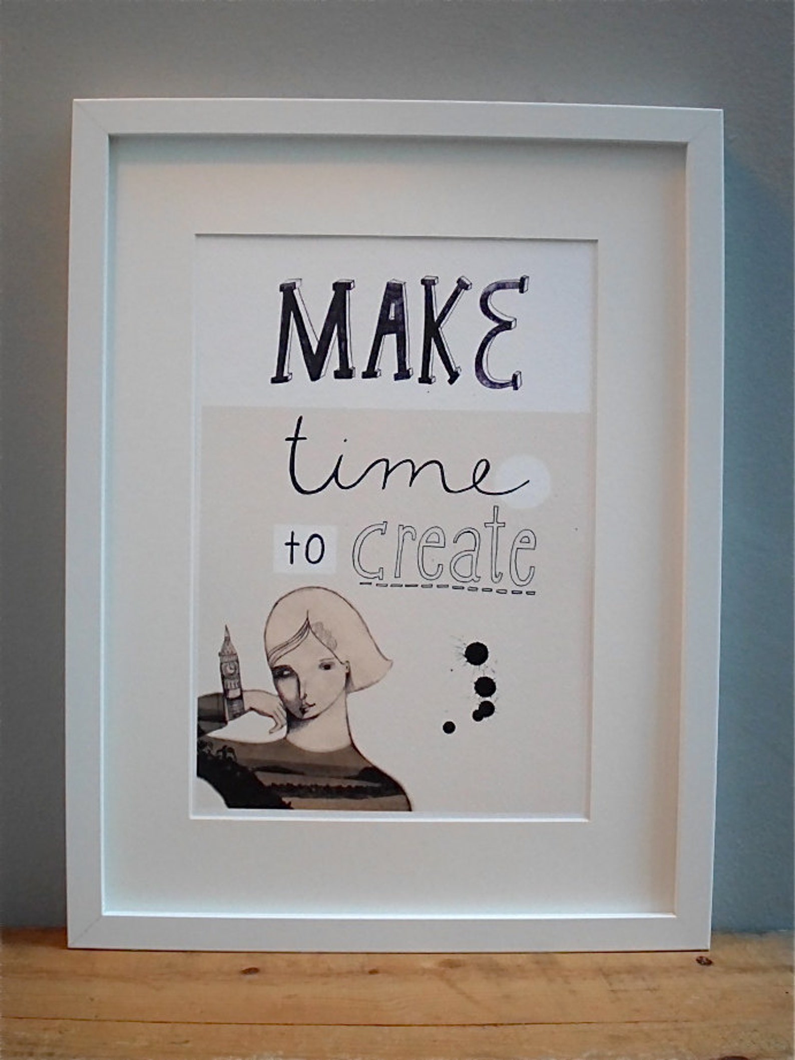 Make Time to Create. A4 Print of Hand Drawn Illustration. Girl - Etsy