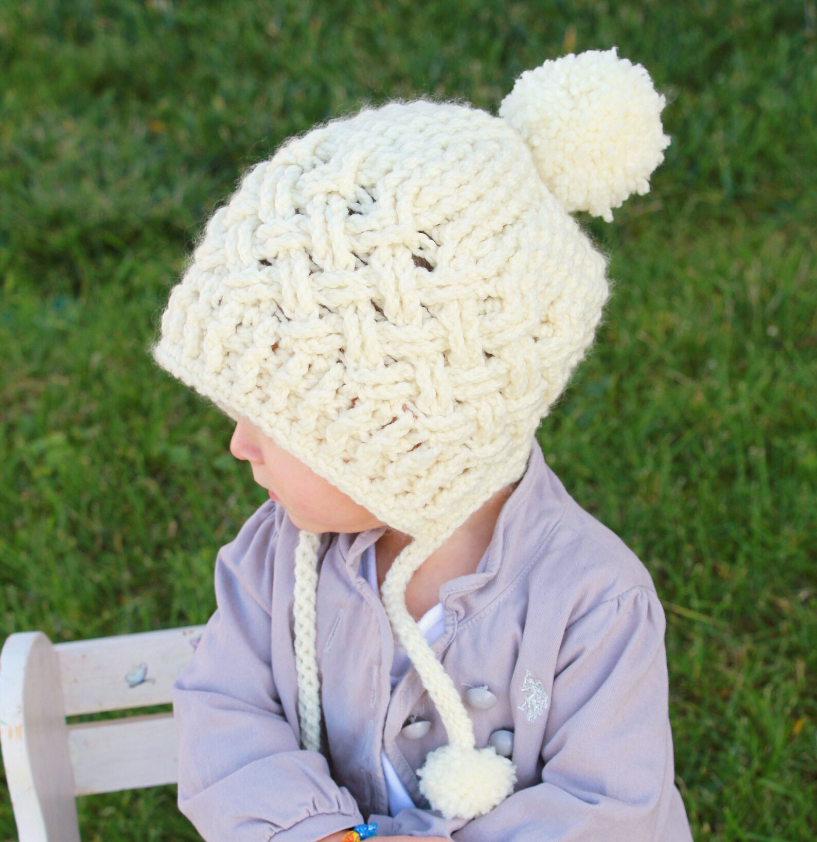 Criss Cross Pom Pom Beanie - Etsy