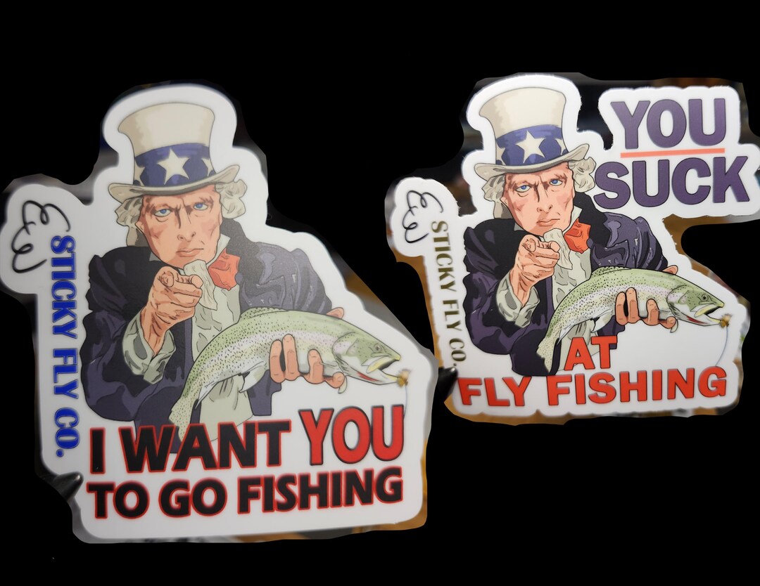 Uncle Sam Fly Fishing Sticker - Etsy