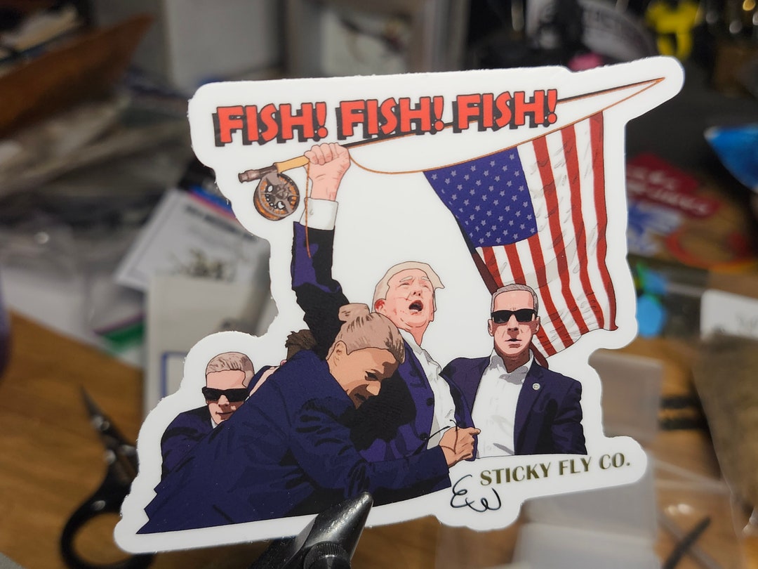 Donald Trump Fly Fishing Sticker - Etsy