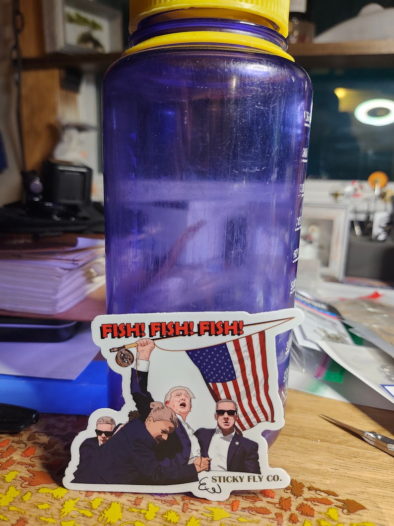 Donald Trump Fly Fishing Sticker - Etsy