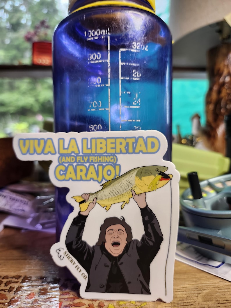 Javier Milei Fly Fishing Sticker - Etsy