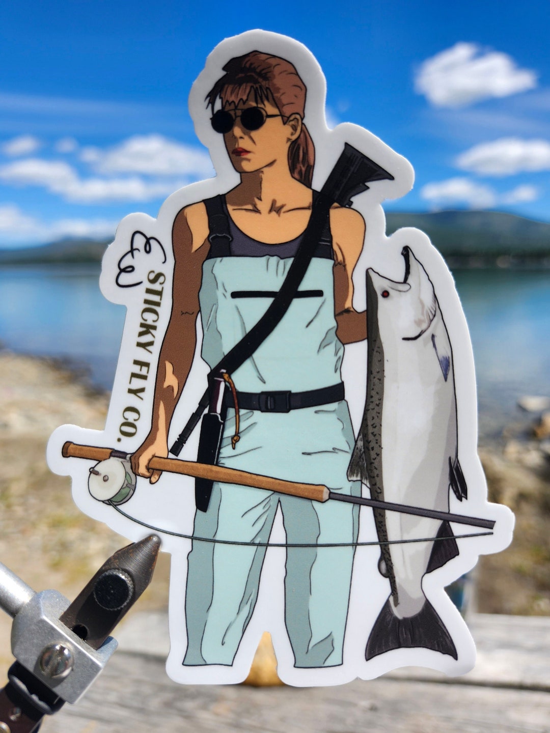 Sarah Conners Terminator Salmon Fly Fishing Sticker - Etsy