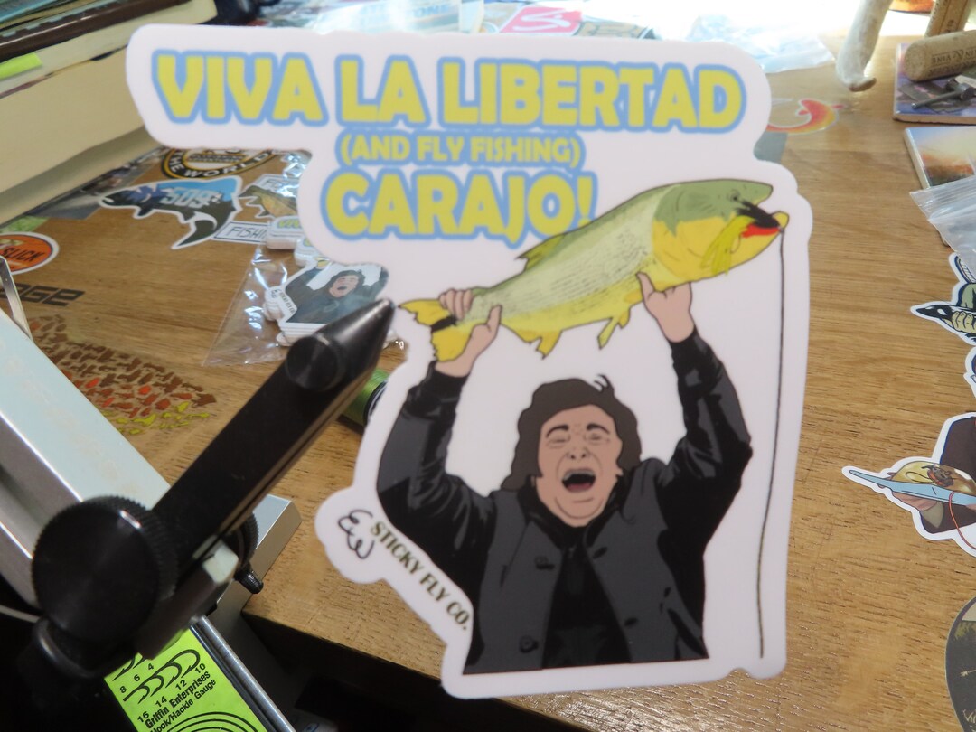 Javier Milei Fly Fishing Sticker - Etsy