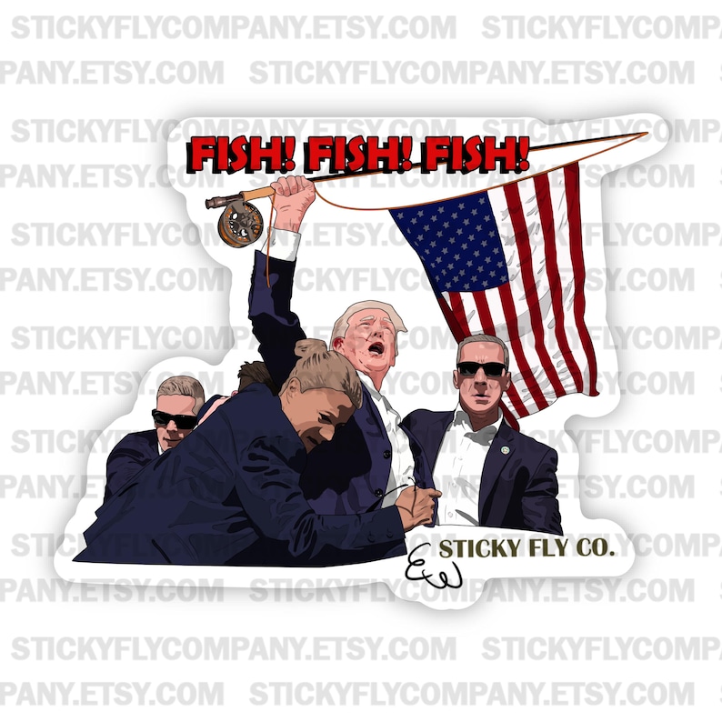 Donald Trump Fly Fishing Sticker - Etsy