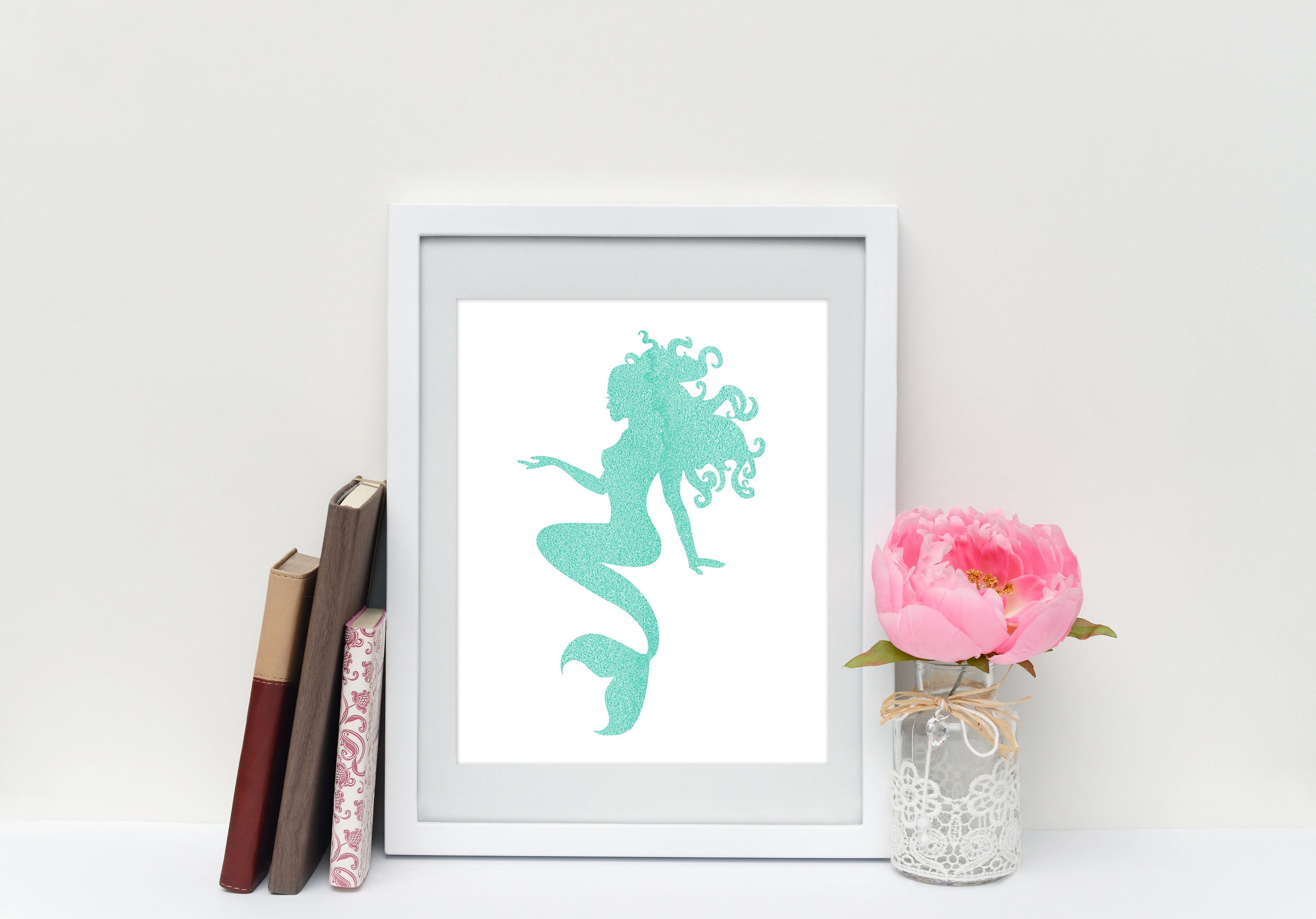 Mermaid Wall Art Teal Mermaid Decor Little Girl Nursery Art | Etsy