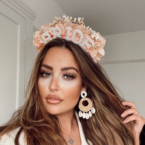 Bridal Bride to Be Hen Do Party Night Pink Cream Pearl Embellished ...