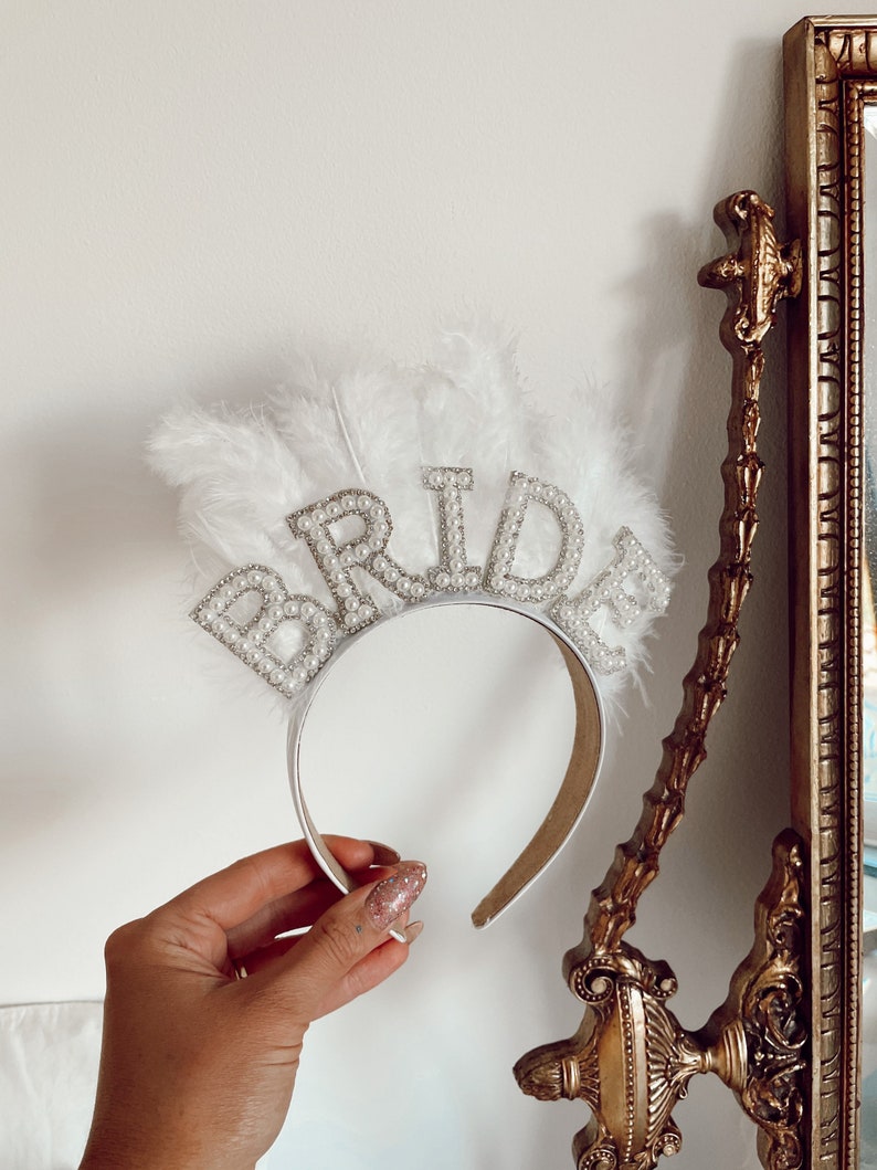 Feather Bride Headband, Bride Headband, Feather Crown, Bride to Be ...