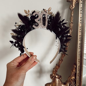 Black 30th Birthday Headband, 30th Birthday Crown, 40th Birthday ...