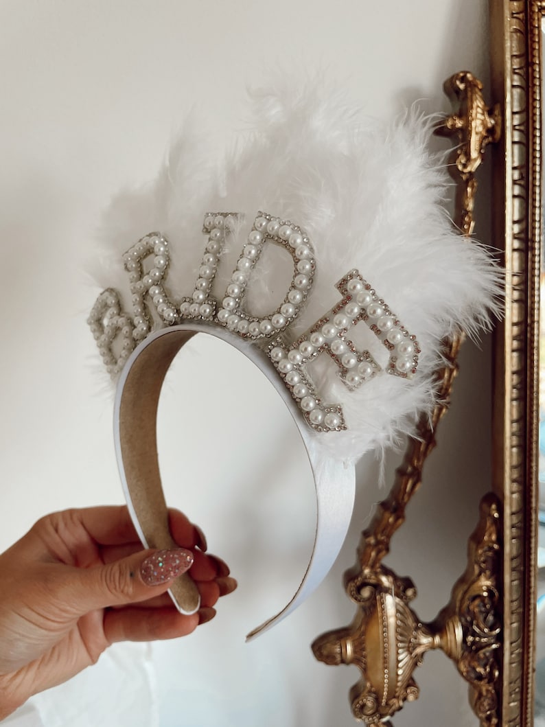 Feather Bride Headband, Bride Headband, Feather Crown, Bride to Be ...