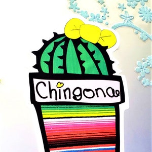 CHINGONA VINYL DECAL Cactus, Bow, Zarape in Pot Laptop Decal Indoor ...