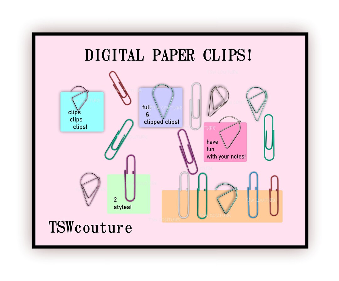 DIGITAL PAPER CLIPS Digital Paper Clips - Paper Clip Clip Art Paper ...
